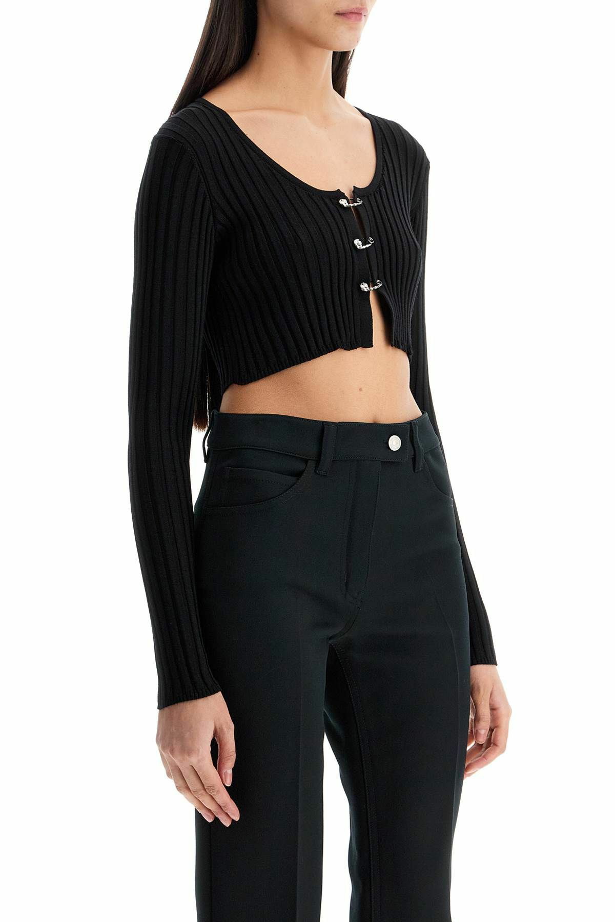 VERSACE 'cropped safety pin cardigan Black Versace