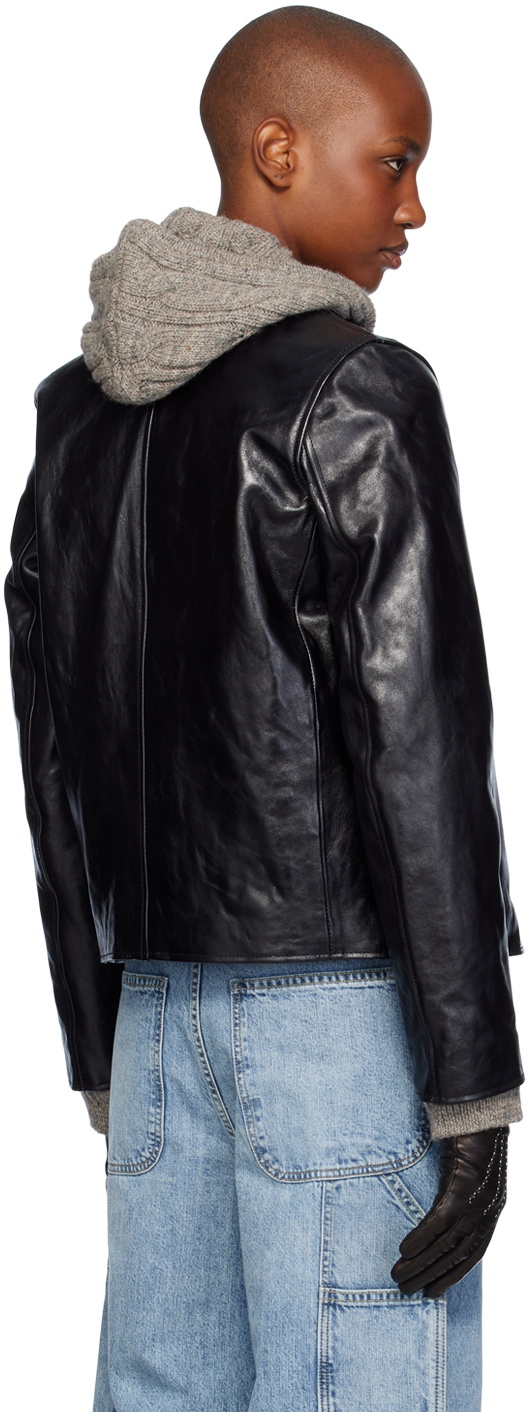 OUR LEGACY Black Mini Leather Jacket Our Legacy