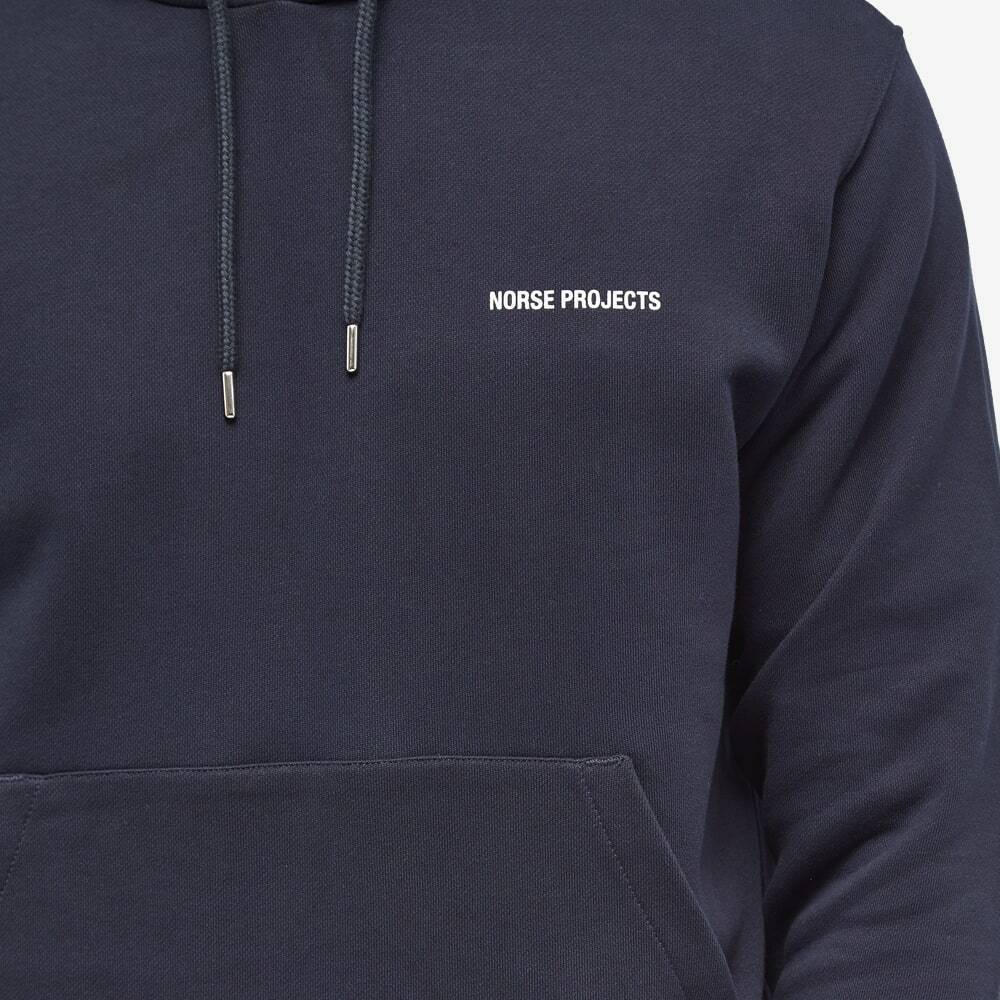 Norse Projects Men's Arne Logo Popover Hoody in Dark Navy Norse Projects