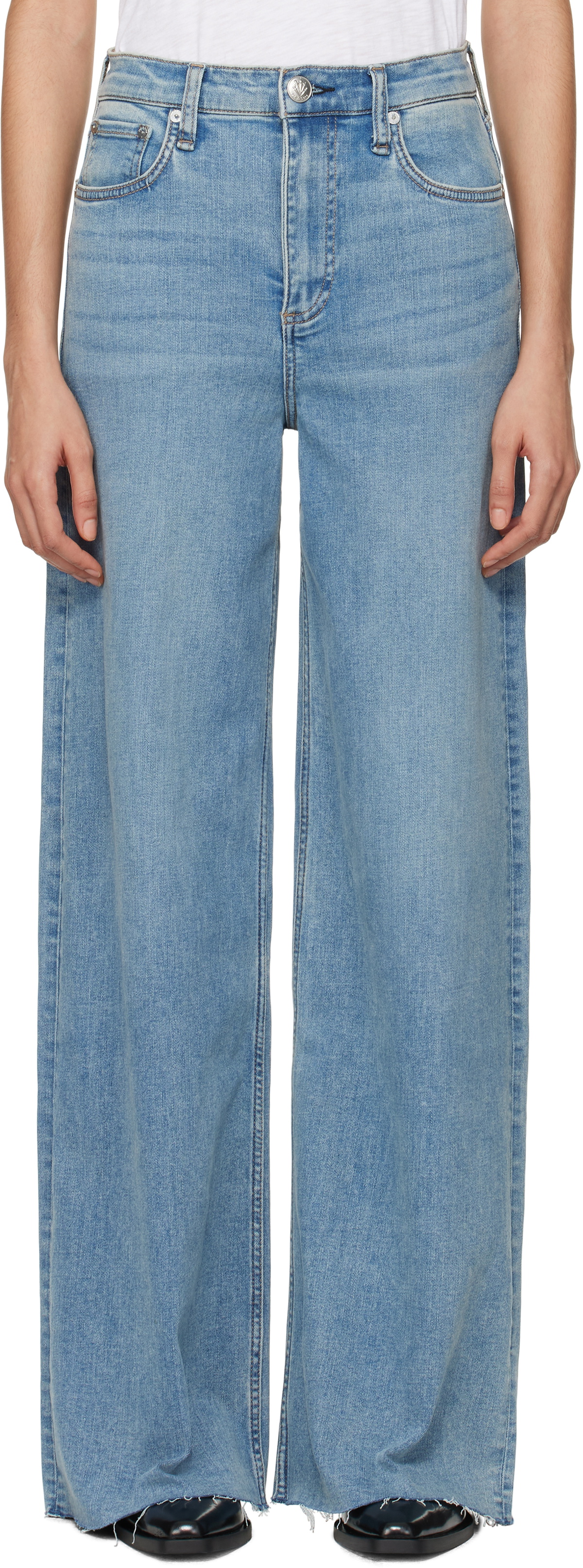 rag & bone Blue 'The Sofie' High-Rise Ultra Wide Jeans Rag and Bone