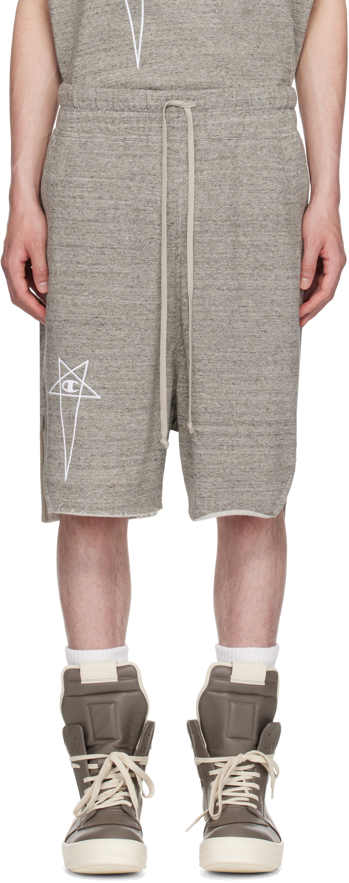 Rick Owens Gray Champion Edition Beveled Pods Shorts Rick Owens