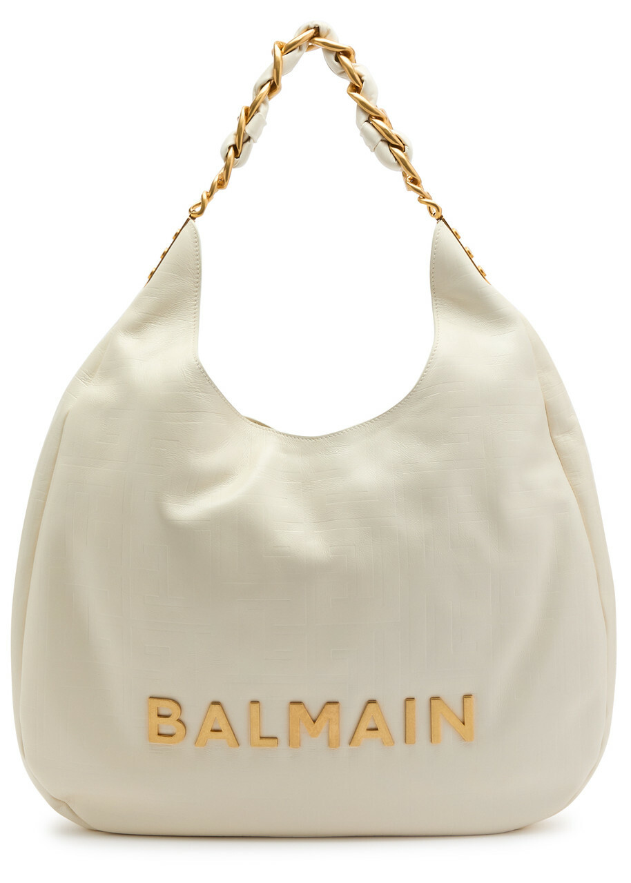 Balmain 1945 Hobo Large Leather Shoulder bag - Cream - One Size Balmain