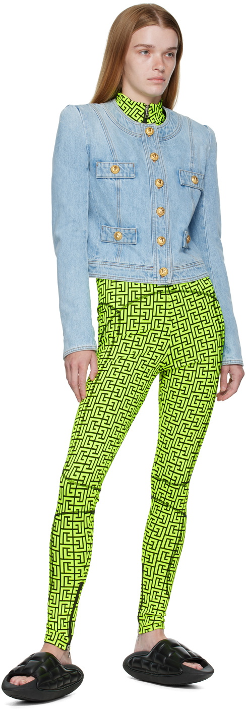 Balmain Yellow Monogram Leggings Balmain
