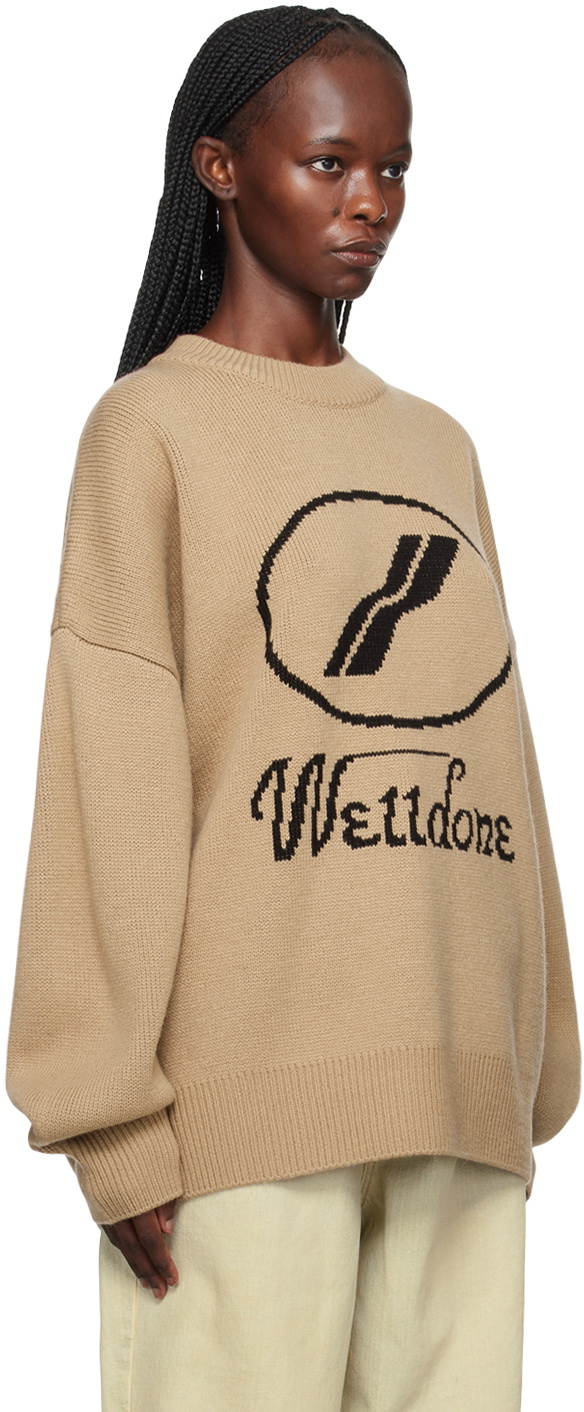 We11done Beige Crewneck Sweater We11done