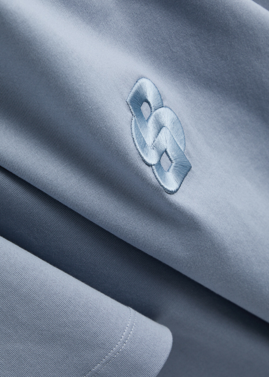 Boss Logo-embroidered Cotton T-shirt Blue BOSS