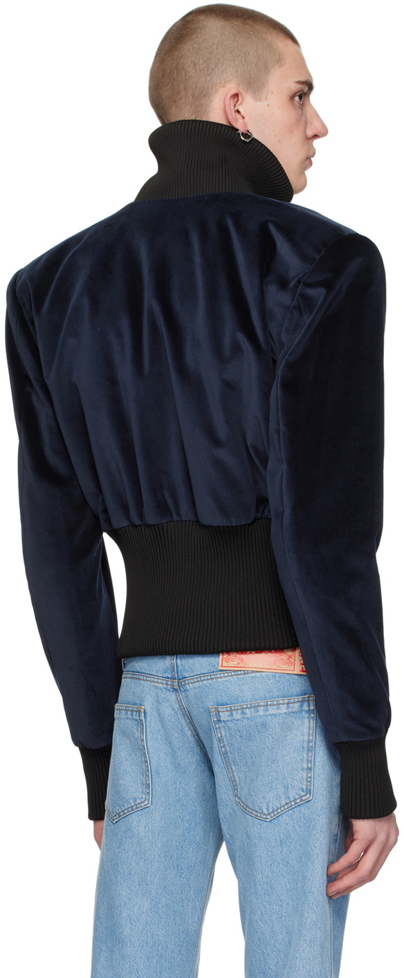 EGONlab Navy Padded Shoulders Track Jacket EGONlab