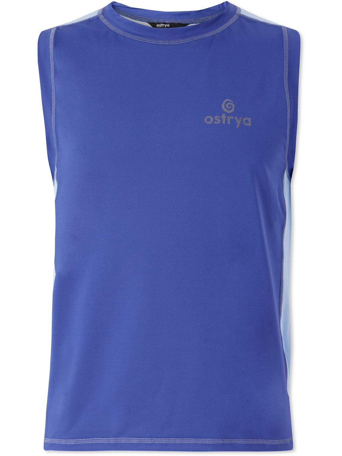 OSTRYA - Beta Logo-Print Panelled Tech and Mesh Tank - Blue Ostrya