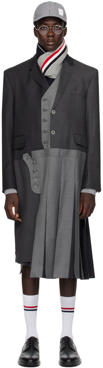 Thom Browne Gray Paneled Coat Thom Browne