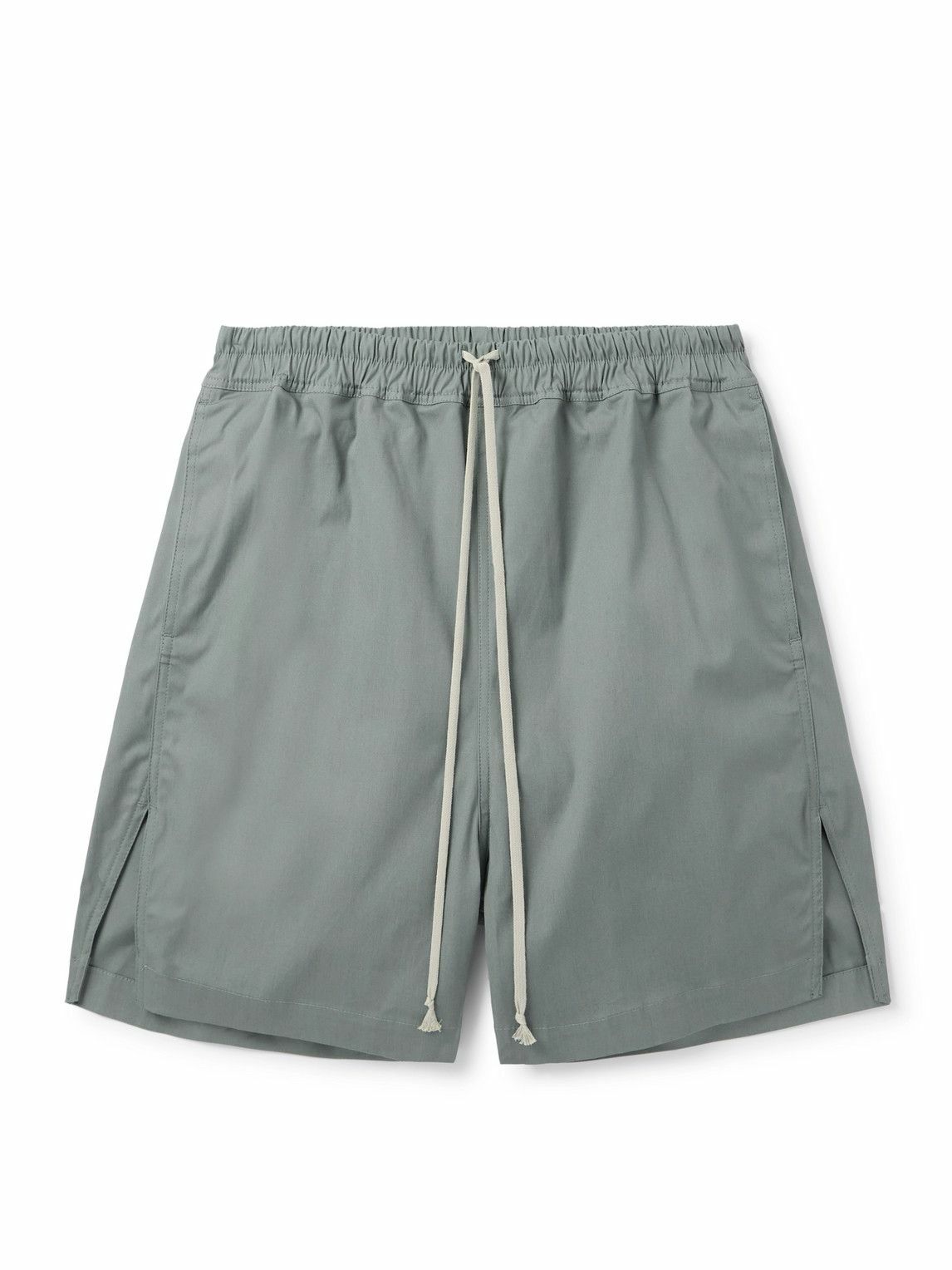 Rick Owens - Straight-Leg Cotton-Blend Poplin Drawstring Shorts - Gray ...