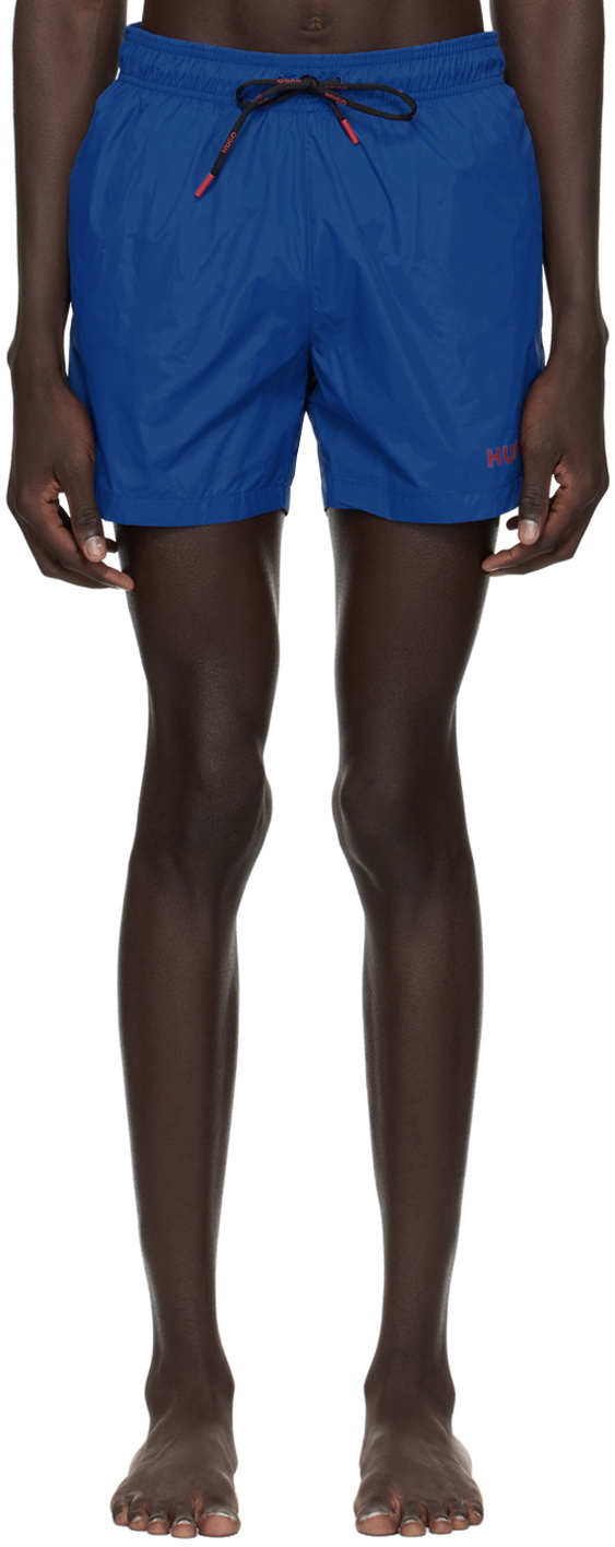 Hugo Blue Drawstring Swim Shorts Hugo Boss