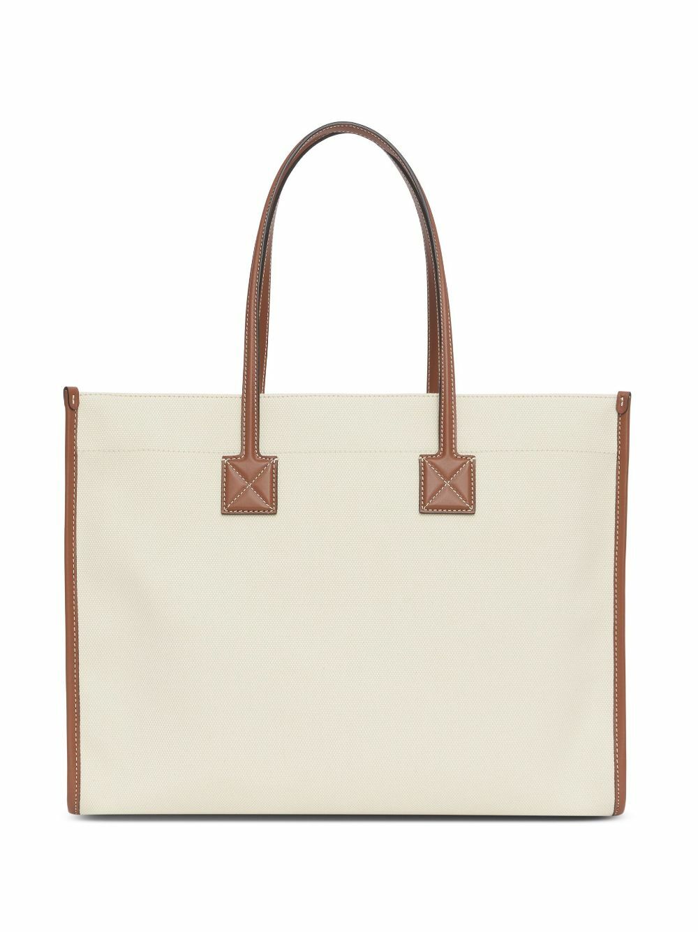 BURBERRY - Pocket Cotton And Leather Shopping Bag Burberry