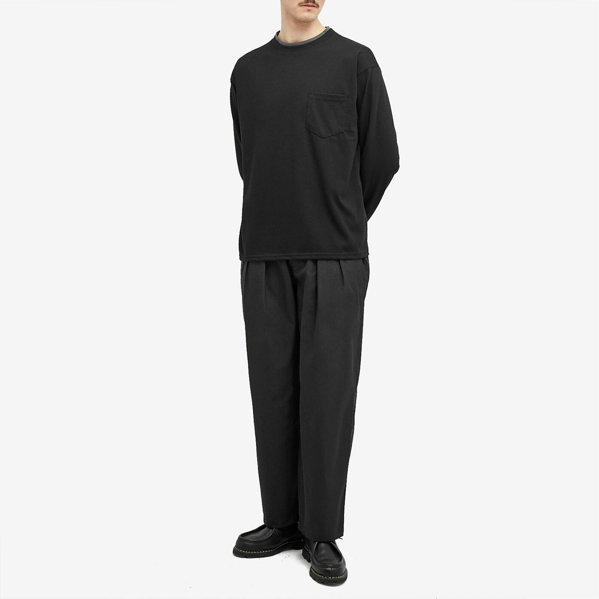 Uniform Bridge Men's AE Two Tuck Chino Pants in Black Uniform Bridge