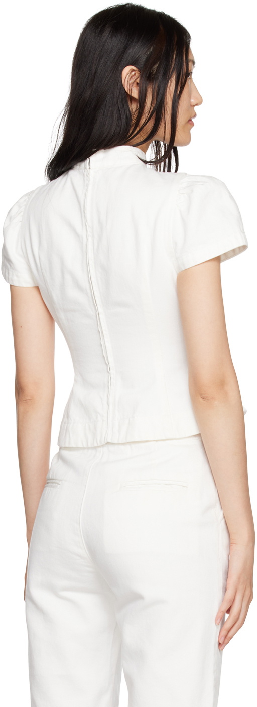 Shushu/Tong SSENSE Exclusive White Band Collar Denim Blouse Shushu/Tong