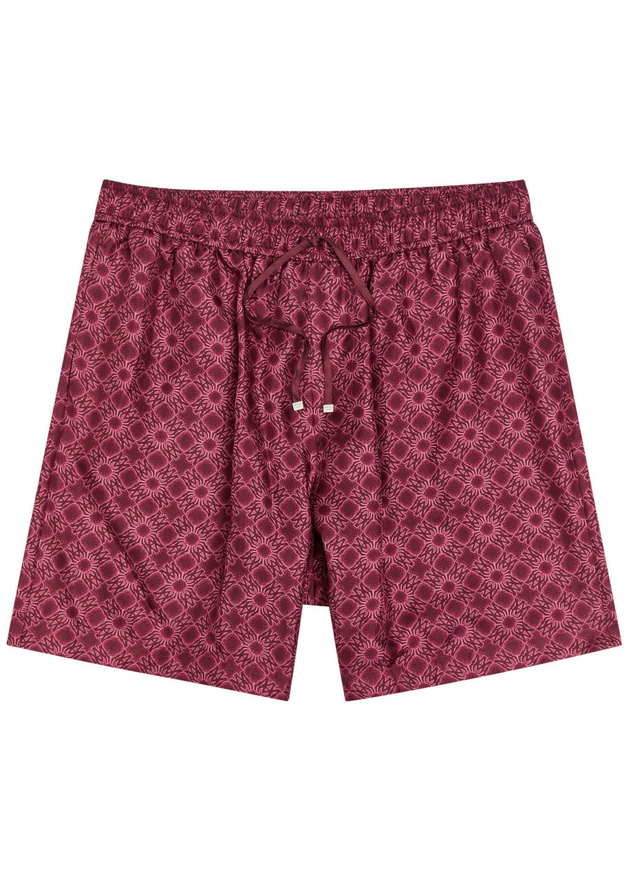 Amiri MA Quad Logo-monogrammed Silk Shorts Dark Red Amiri