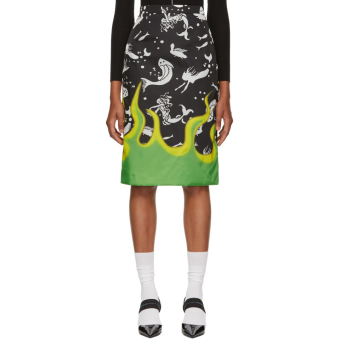 Prada Black Mermaid Flame Pencil Skirt Prada Prada Black Mermaid Flame Pencil Skirt Prada