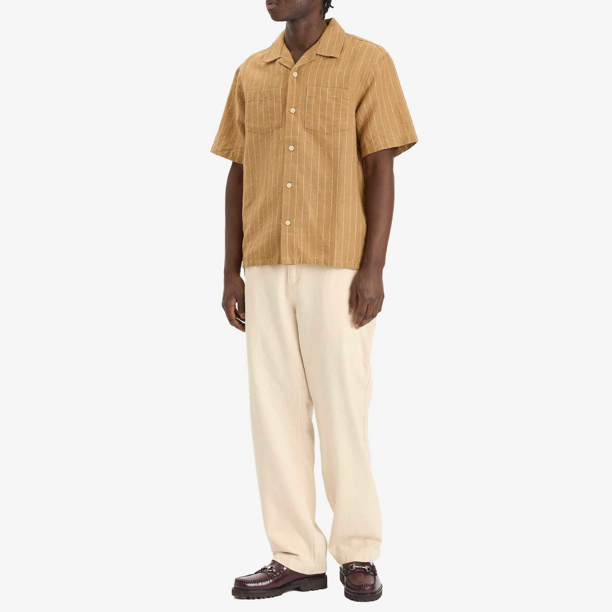 Corridor Men's Boulder Stripe Vacation Shirt in Brown Corridor