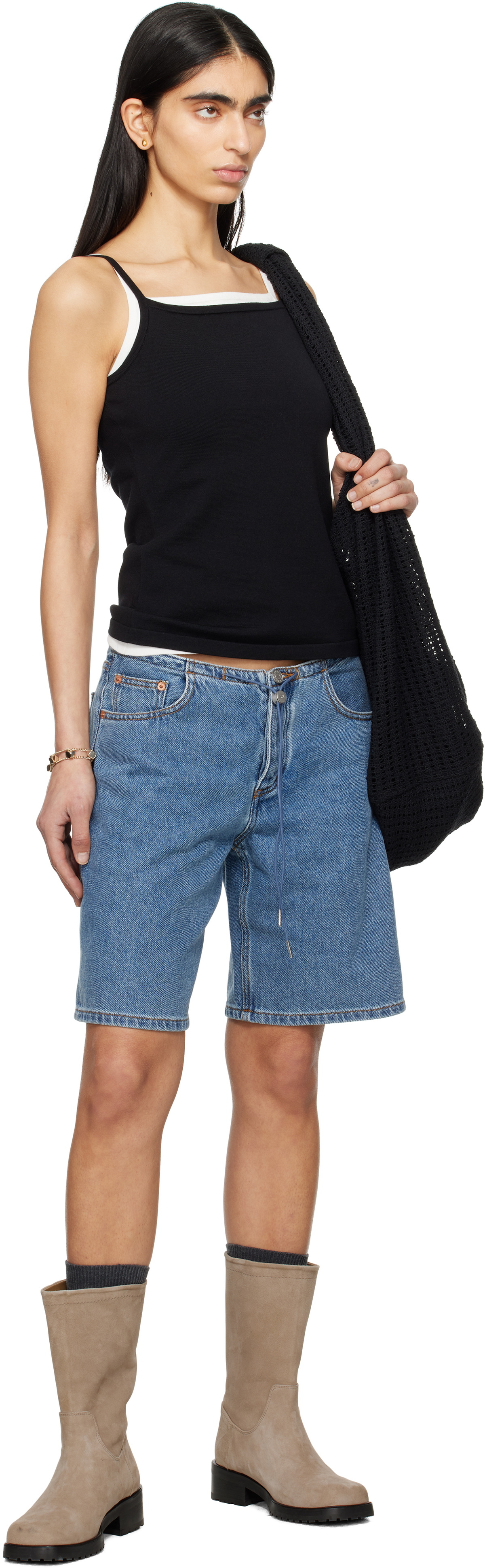 Still Here Black Square Tank Top