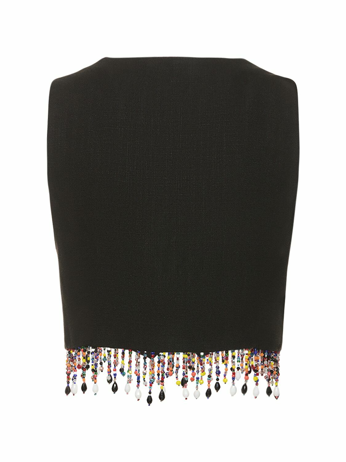 MSGM - Embellished Linen Blend Crop Vest MSGM