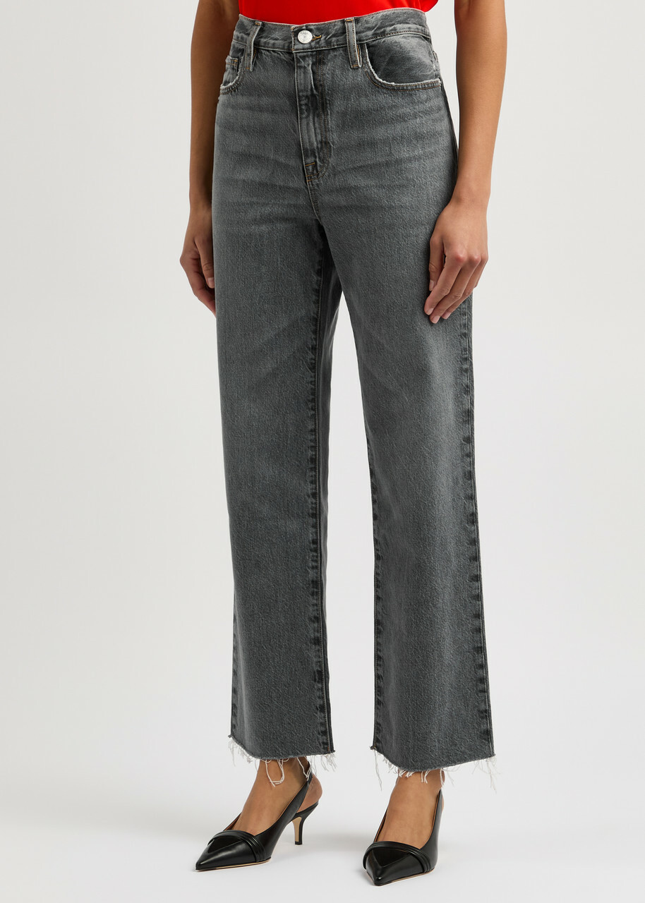 Frame Le Jane Ankle Distressed Straight-leg Jeans Grey Frame Denim