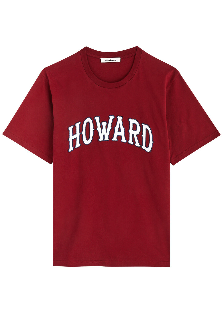 Wales Bonner Howard-appliqué Cotton T-shirt Maroon Wales Bonner