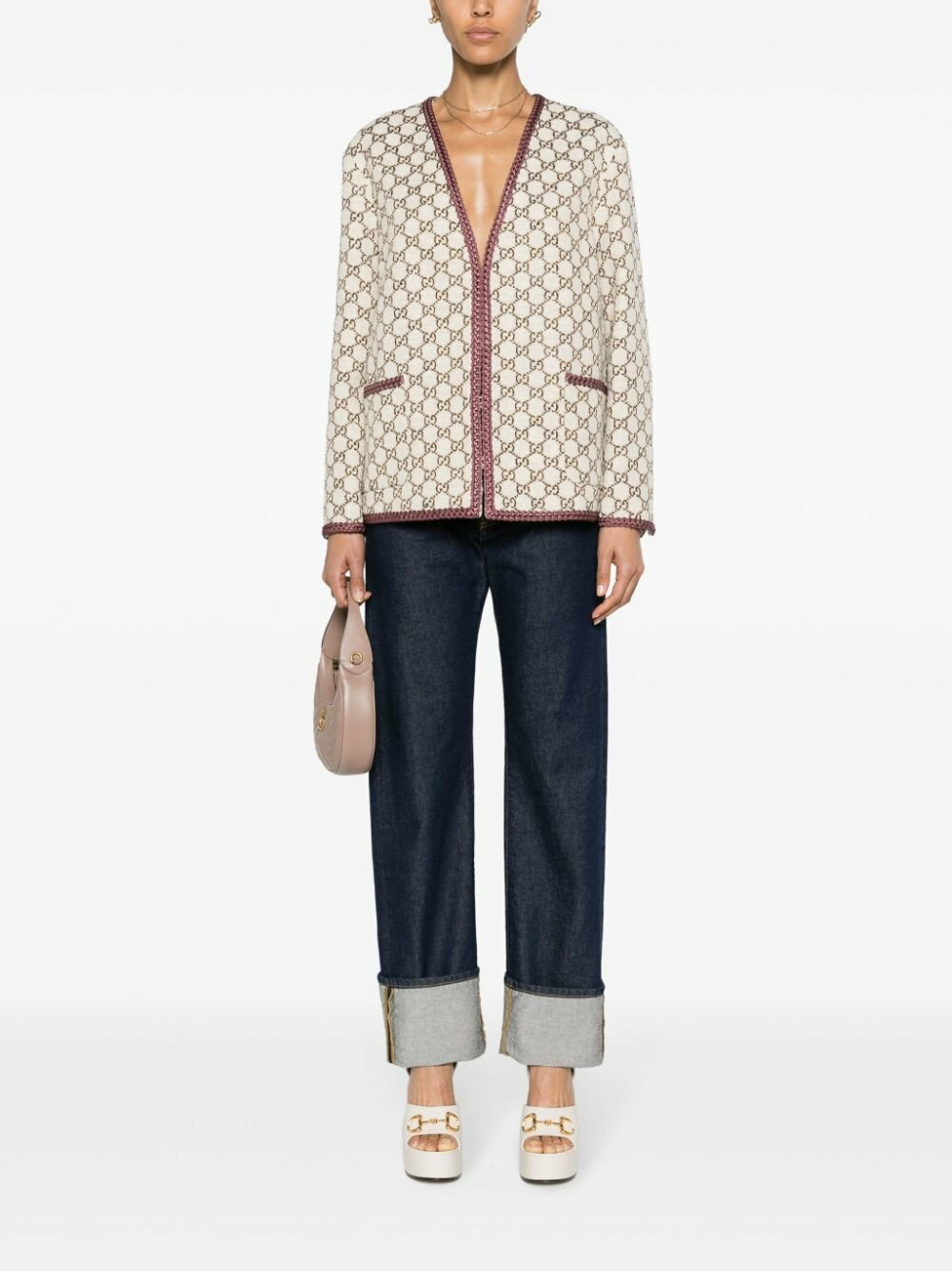 Gucci Neutral GG Tweed Jacket Gucci