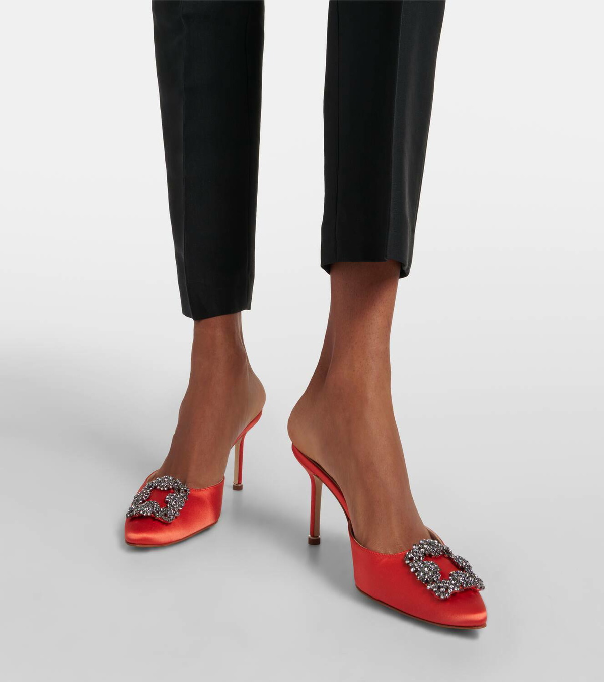 Manolo Blahnik Hangisimu 70 embellished satin mules Manolo Blahnik