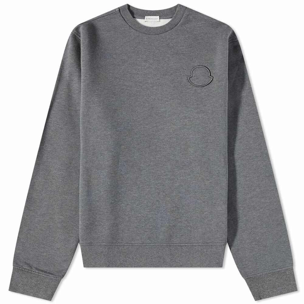 Moncler Men's Embroidered Outline Logo Crew Sweat in Grey Moncler