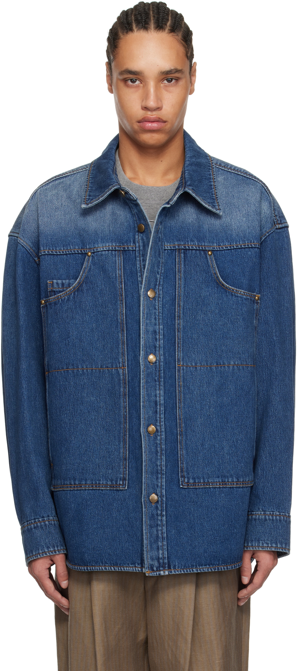 WOOYOUNGMI Blue Work Wear Denim Shirt Wooyoungmi