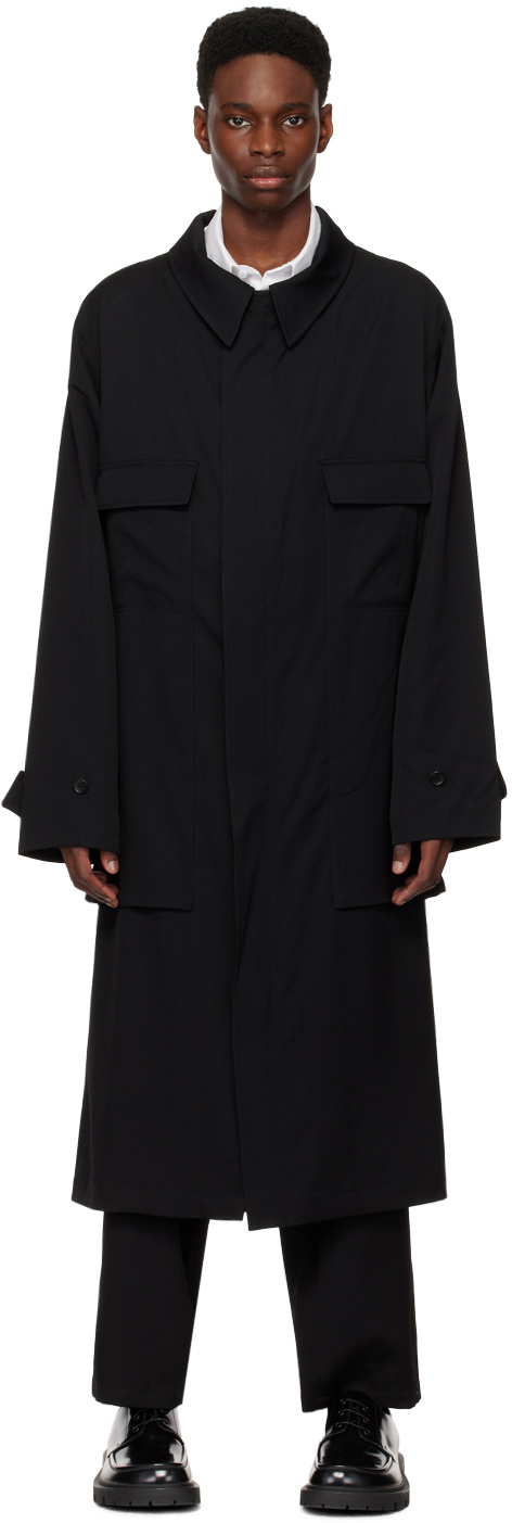 Yohji Yamamoto Black Convertible Collar Coat Yohji Yamamoto