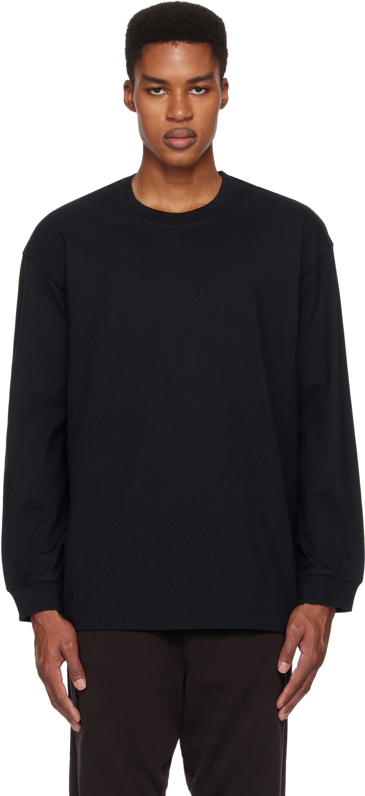 SKIMS Black Heavyweight Cotton Relaxed Long Sleeve T-shirt SKIMS