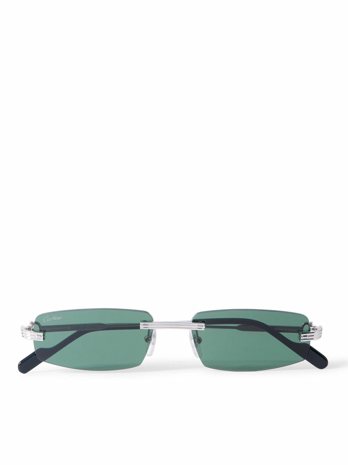 Cartier Eyewear - Rimless Rectangular-Frame Silver-Tone Sunglasses Cartier