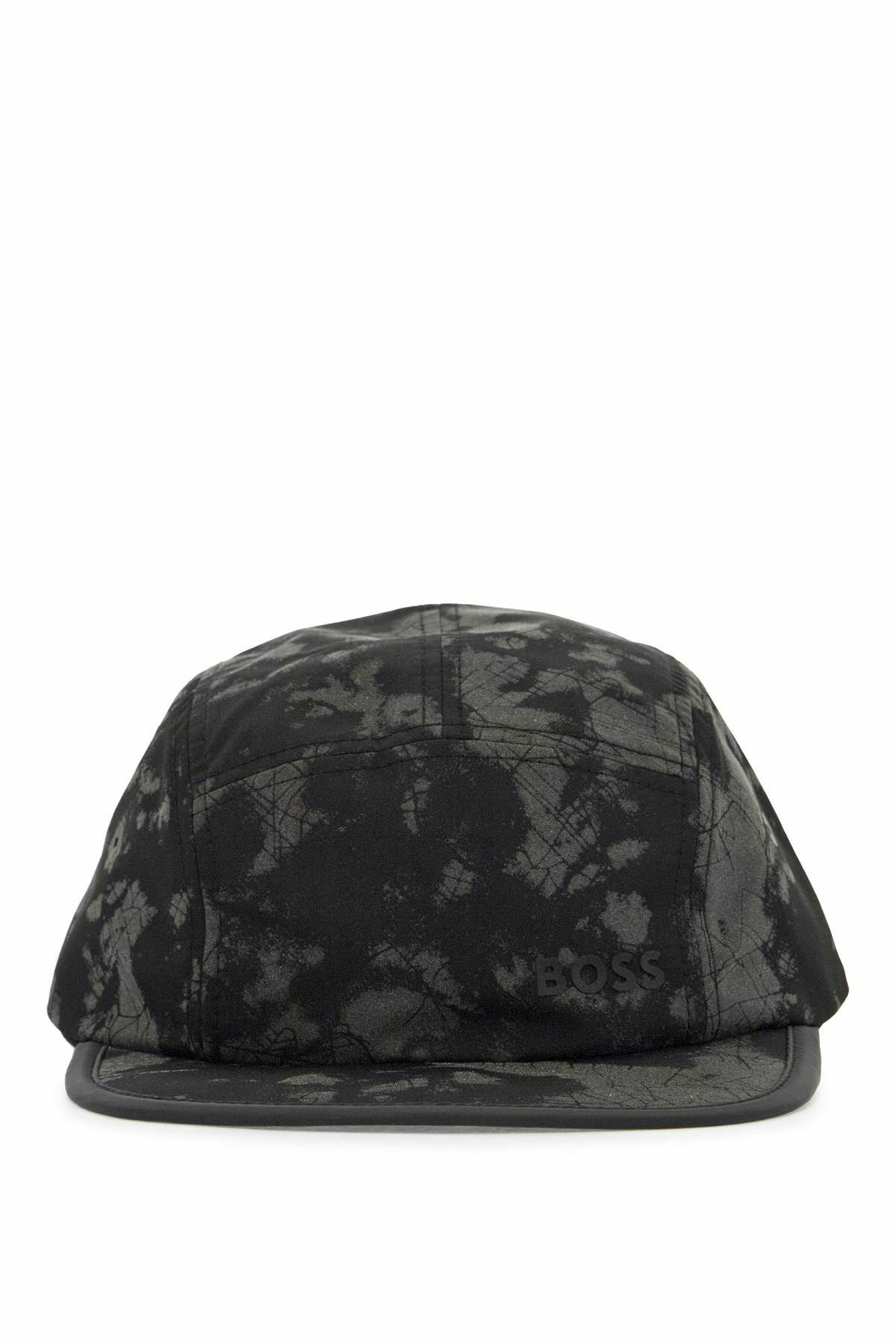 BOSS black flat brim hat with graphic print and adjustable closure ...