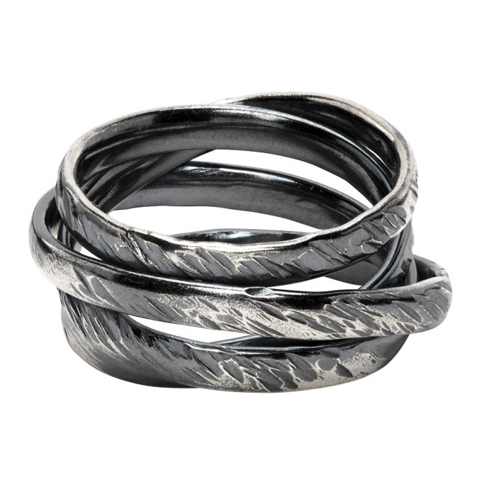 Chin Teo Silver Mini Cage Scarred Ring Chin Teo