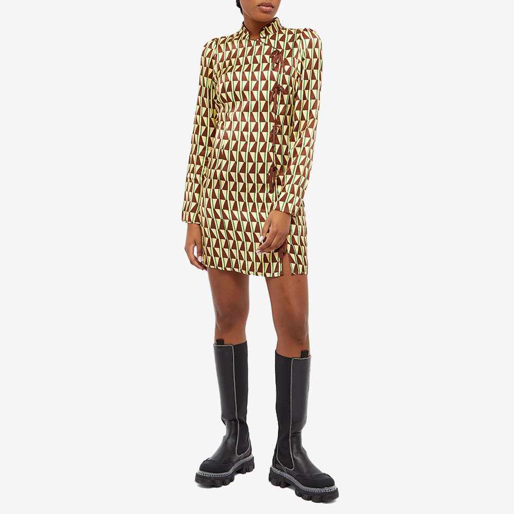 KITRI Women's Allegra Tile Print Mini Dress in Brown KITRI