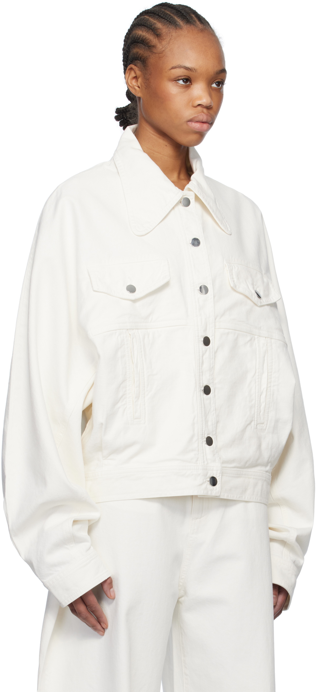 Mônot White Boyfriend Denim Jacket Monot