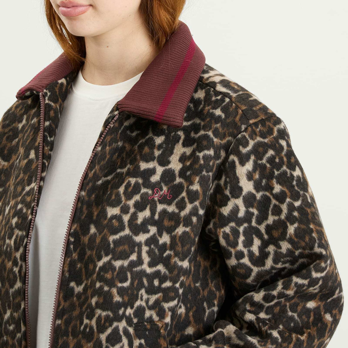 Damson Madder Women's Pixie Bomber Jacket in Leopard Damson Madder