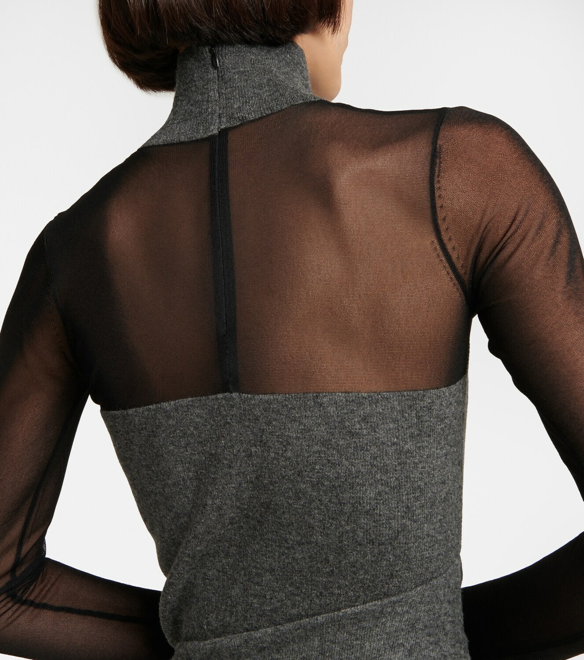 Alaïa Mesh and wool draped minidress ALAÏA