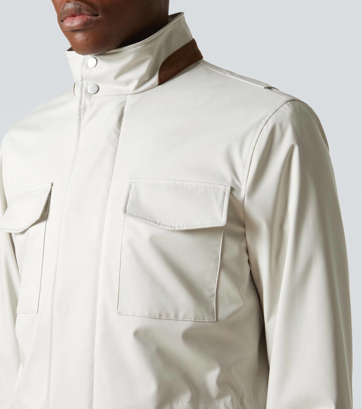 Kiton Leather-trimmed field jacket Kiton