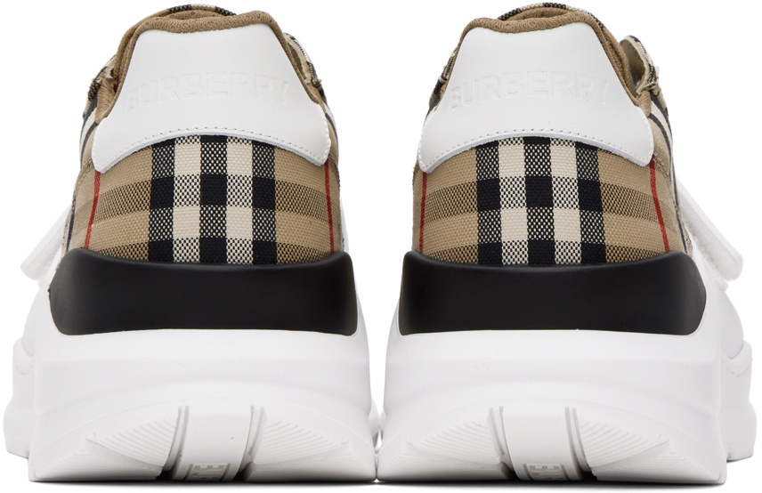 Burberry Beige & White Check Sneakers Burberry