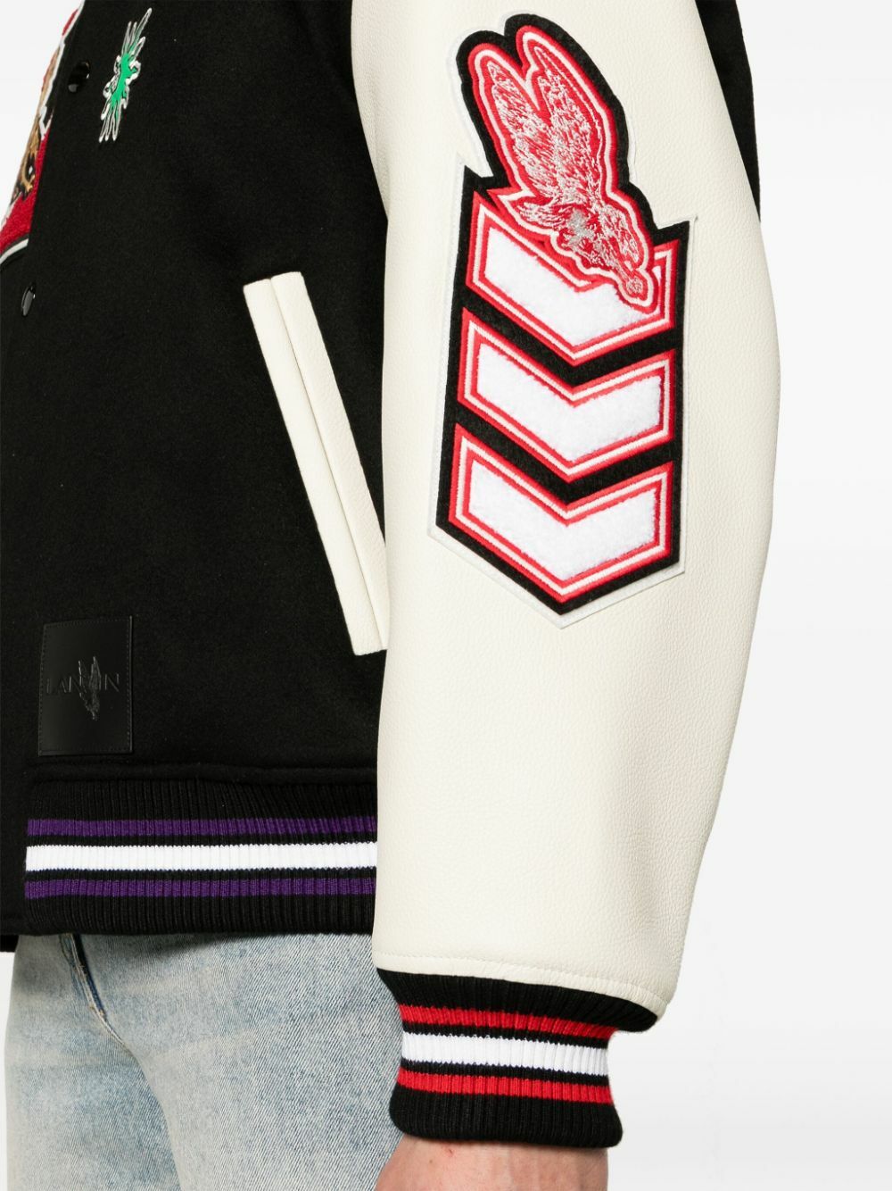 Lanvin Black Logo-Patch Varsity Jacket Lanvin