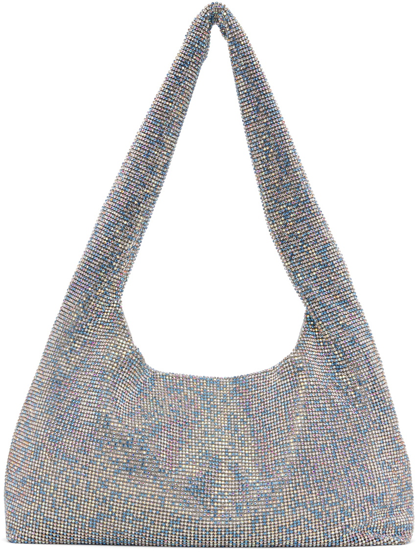 KARA Blue Crystal Mesh Armpit Bag Kara