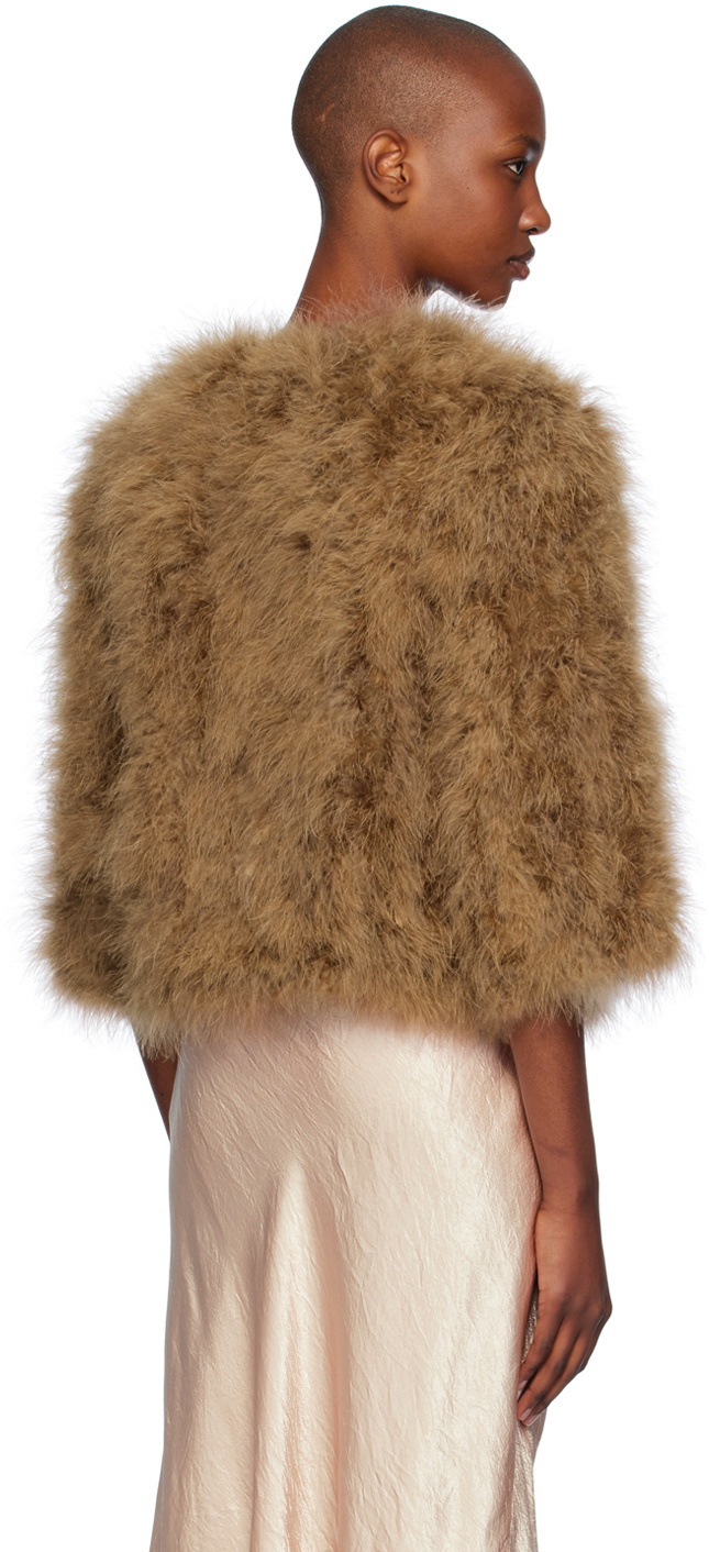 Yves Salomon Tan Cropped Feather Jacket Yves Salomon