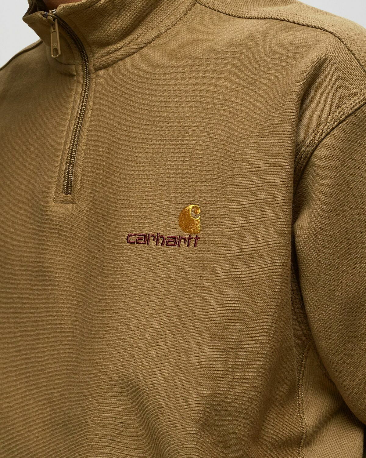 Carhartt Wip Half Zip American Script Sweat Brown Half Zips|Sweatshirts ...