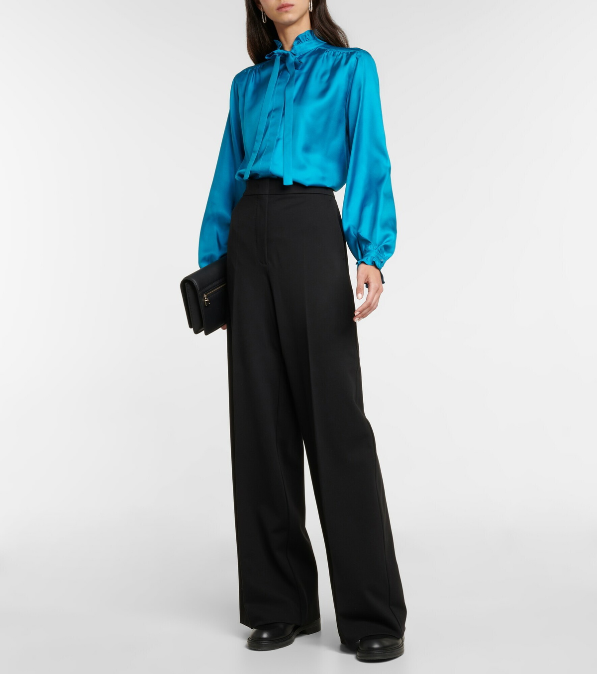 Max Mara - Lindsey tie-neck silk twill shirt Max Mara