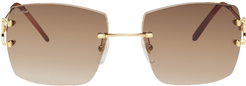 Cartier Gold Rectangular Sunglasses Cartier
