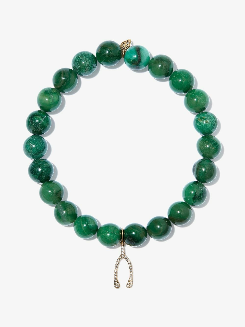 Sydney Evan 14K Yellow Gold Wishbone Verdite Diamond Beaded Bracelet ...