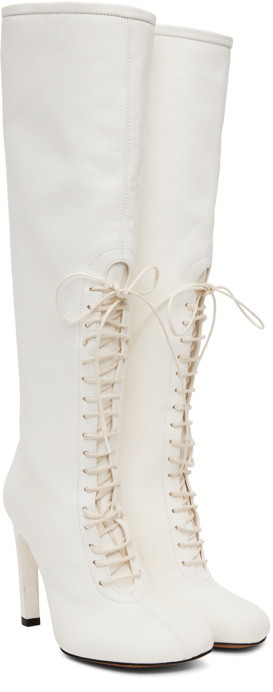 Dries Van Noten White Lace-Up Boots Dries Van Noten
