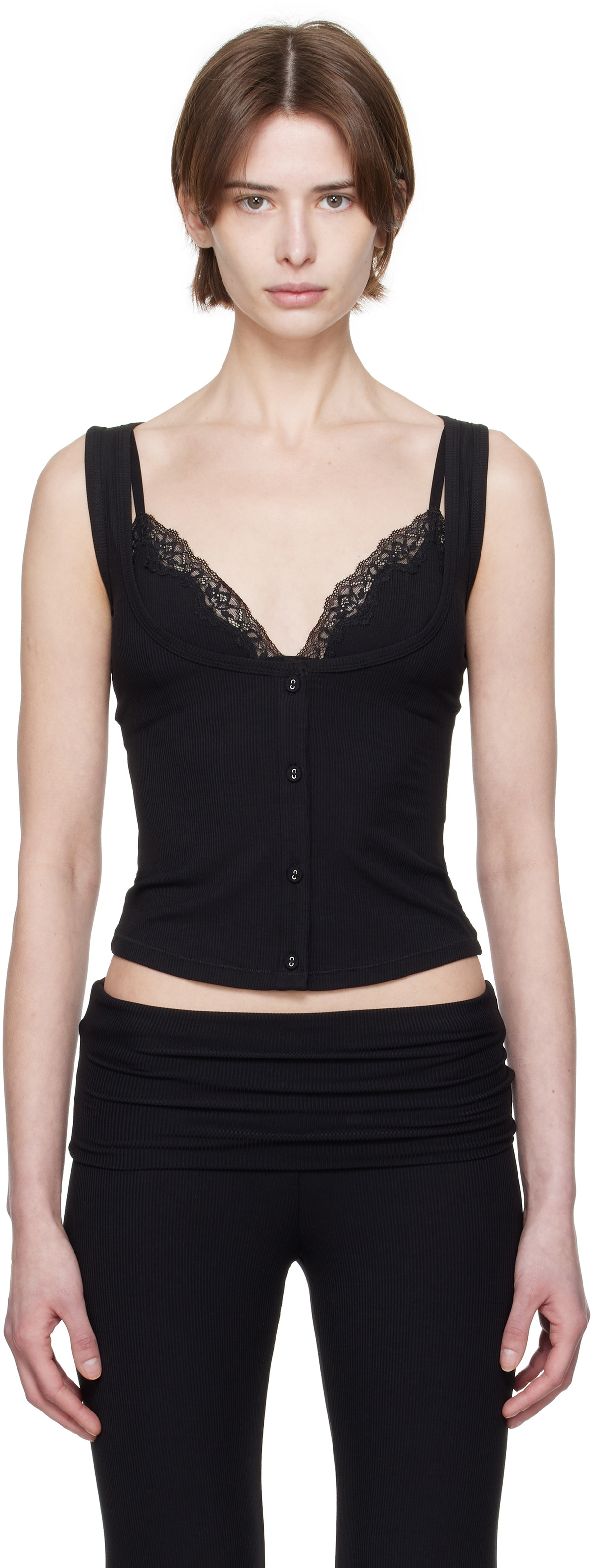 SKIMS Black Soft Lounge Lace Tank Top SKIMS