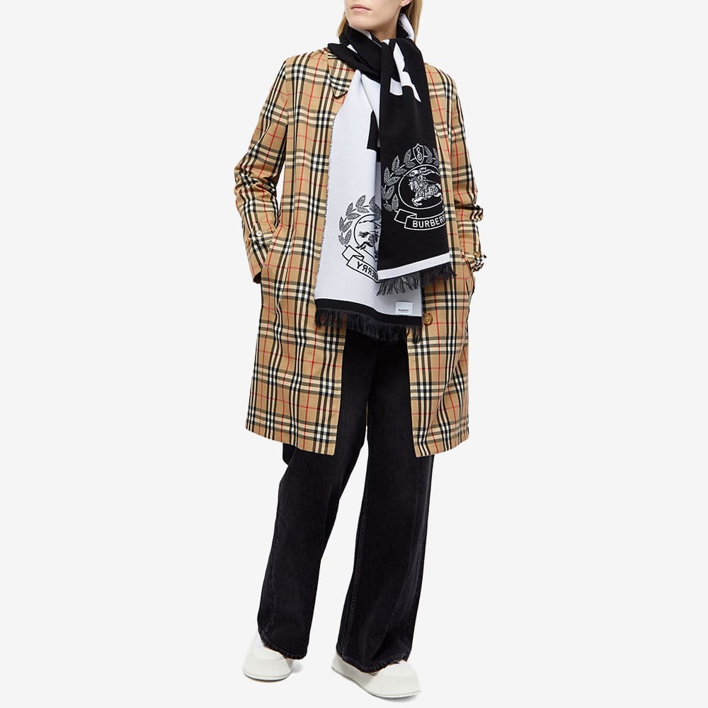 Burberry Women's Crest Logo Football Scarf in Monochrome Burberry