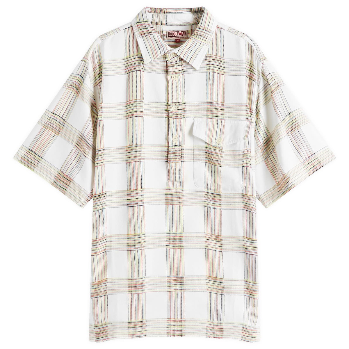 Dubbleware Men's Dobby Check Pullover Shirt in White Dubbleware